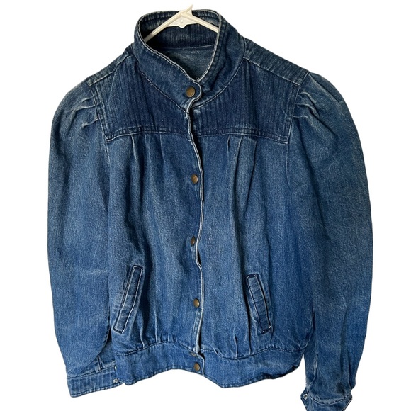 Jackets & Coats | Vintage 8s Streetwear Womens Puff Sleeve Snap Denim ...